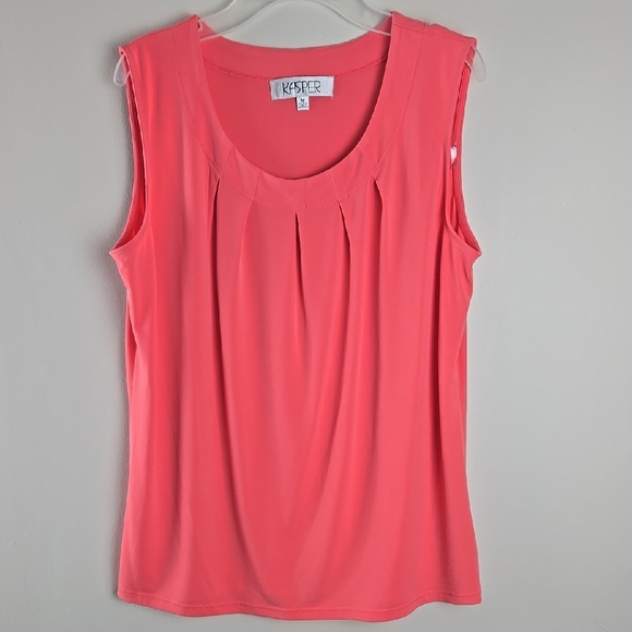 Kasper | Tops | Kasper Pink And Orange Sleeveless Pleated Blouse | Poshmark